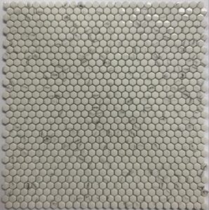 Glass RG Mini Hexagon 3/8” Statuario Matte and Glossy - Saltillo Tile ...