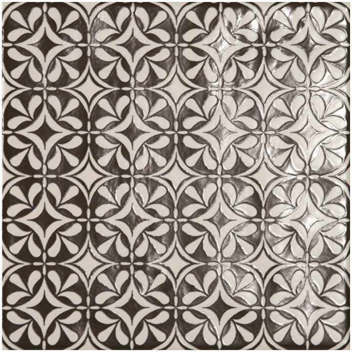 Porcelain BE Modena 9X9 Fiore Black White - Saltillo Tile Calgary