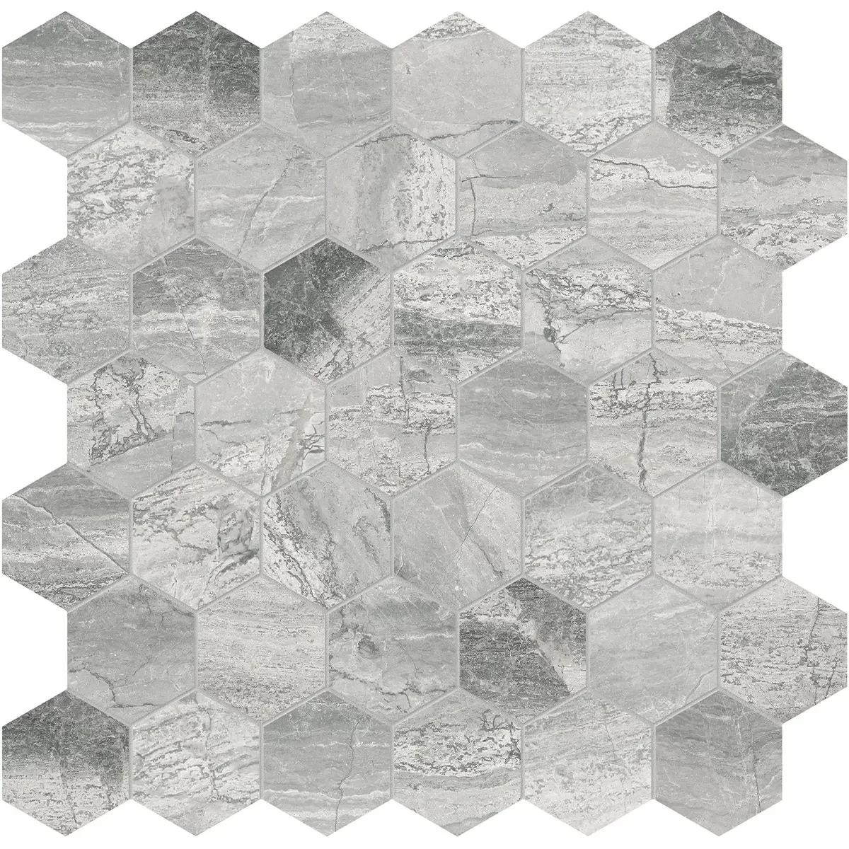 Natural Stone AN Volcana Notte Hexagon 2" Honed - Saltillo Tile Calgary