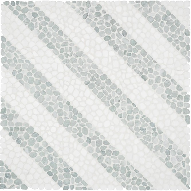 AN Pebble Cabana Axis Jade Tumbled Mosaic - Saltillo Tile Calgary