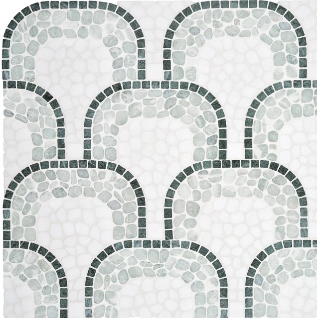 AN Pebble Cabana Flow Jade Tumbled Mosaic - Saltillo Tile Calgary